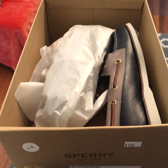 Sperry | Shoes | Sperry Gold Ao Cross Lace Navy New | Poshmark
